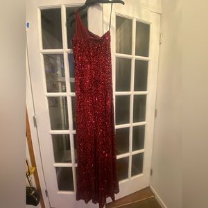 Windsor | Dresses | Maroon Sparkly One Shoulder Long Dress | Poshmark